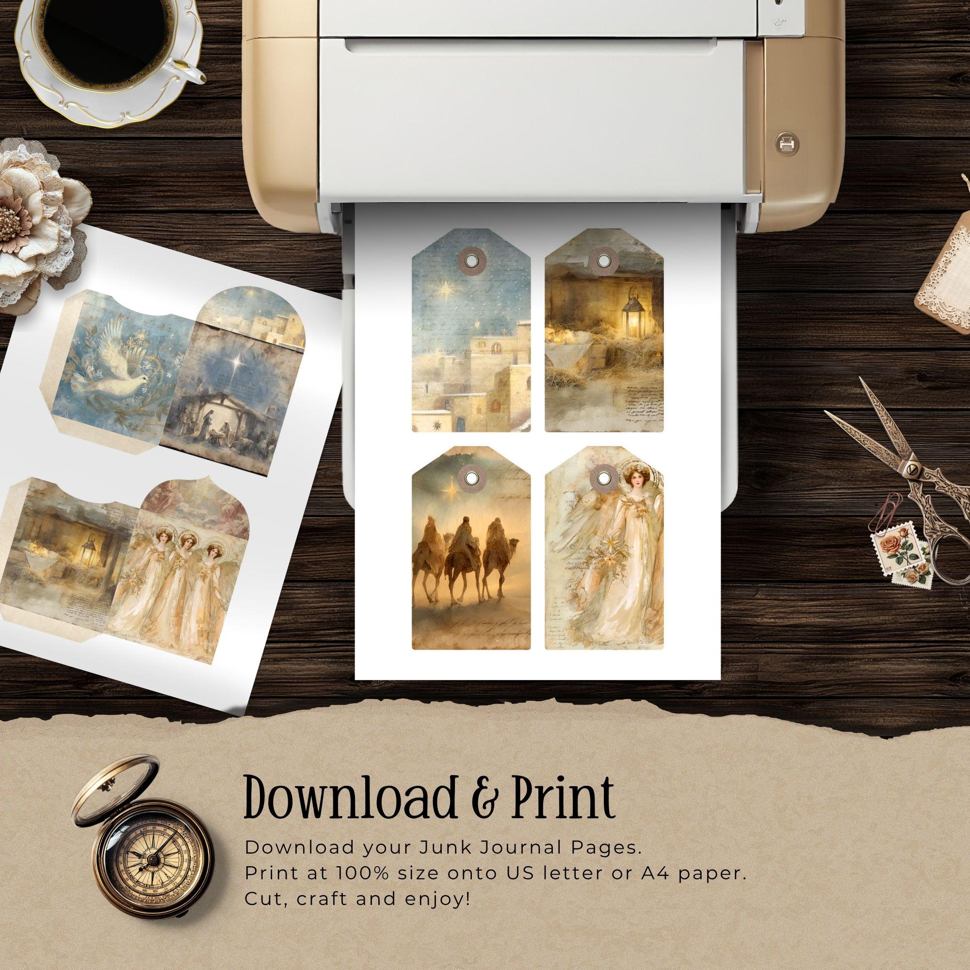 The Nativity Envelopes and Tags - Junk Journal Tags - Mini Envelopes ...