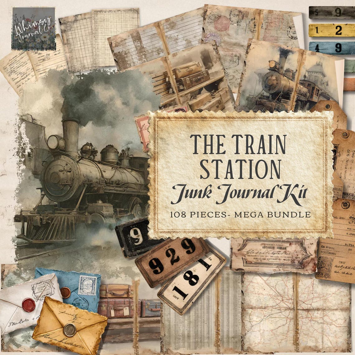 Train Station Junk Journal Kit - Vintage Trains Collage Bundle ...