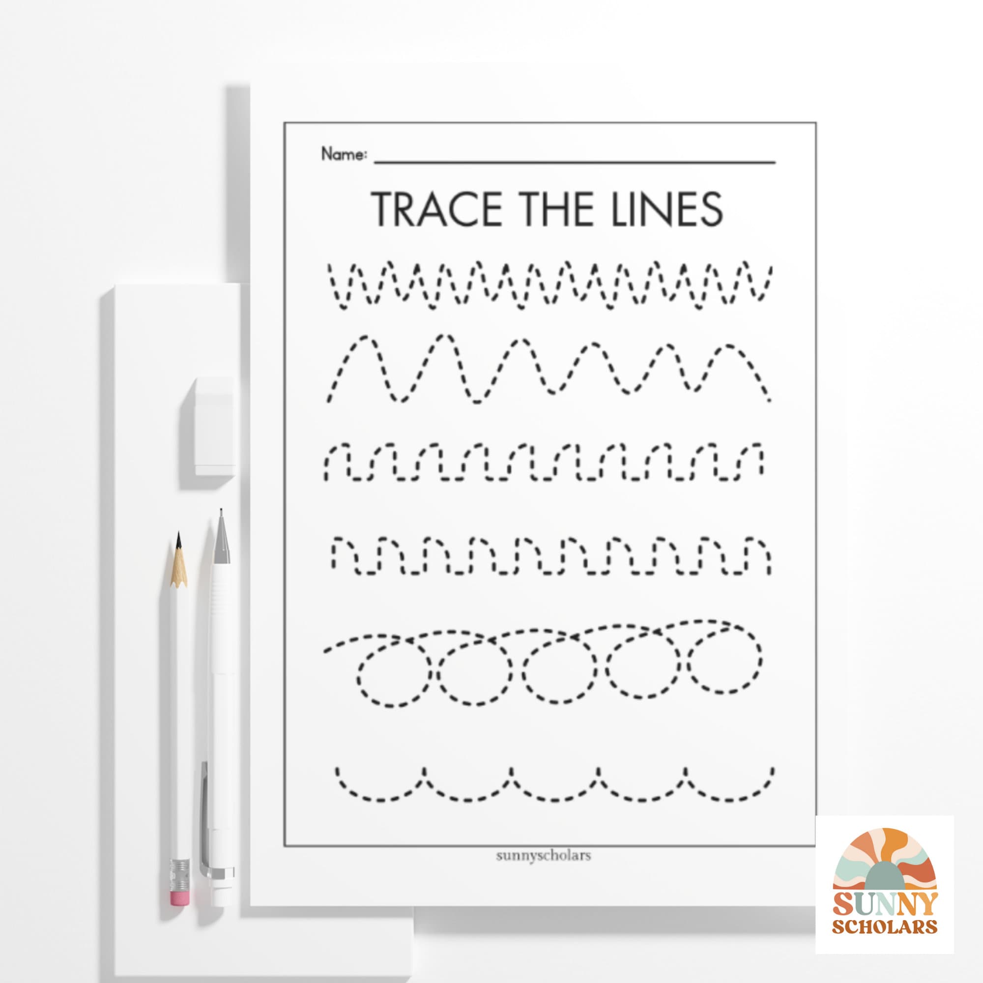 Trace the Lines Worksheets for Preschoolers, Preschool Worksheets ...