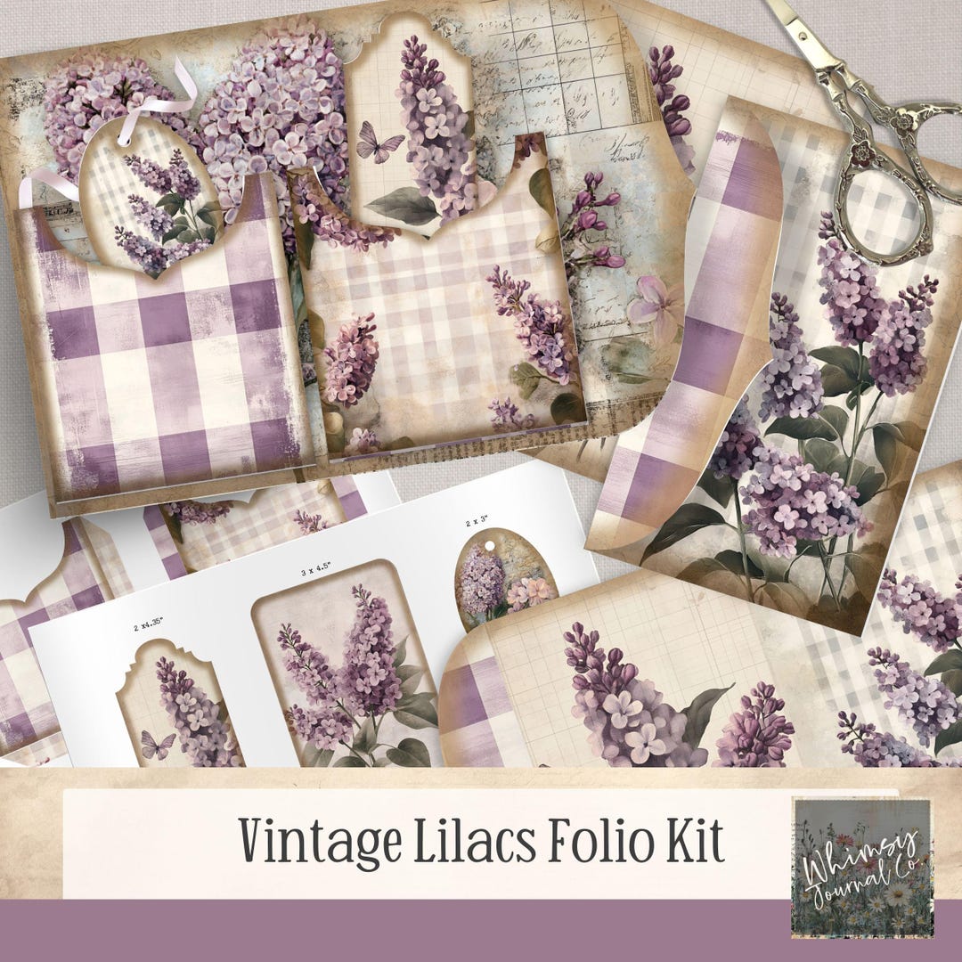 Lilac Junk Journal Folio Kit - Vintage Lilacs Printable Folio Kit ...