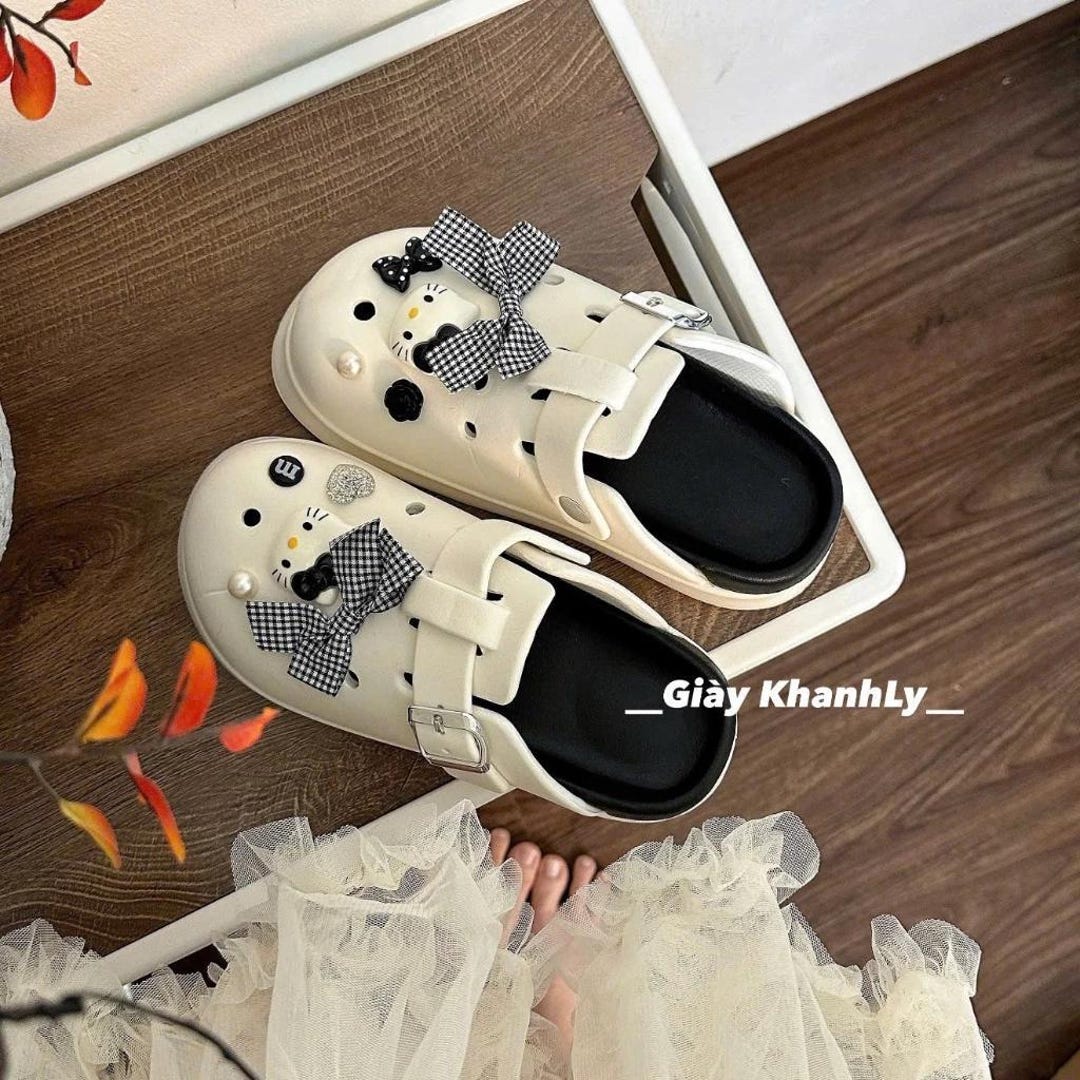Kawaii Cartoon Clogs, Bow Accent, Women's Summer Slides - Etsy