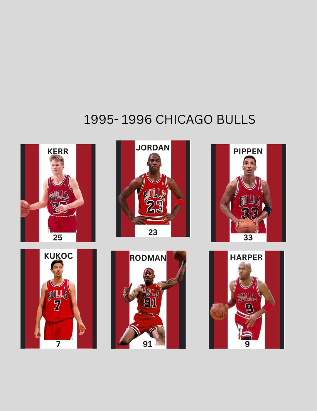 Chicago Bulls 1995 NBA CHAMPS Scottie Pippen, Michael Jordan, Dennis ...