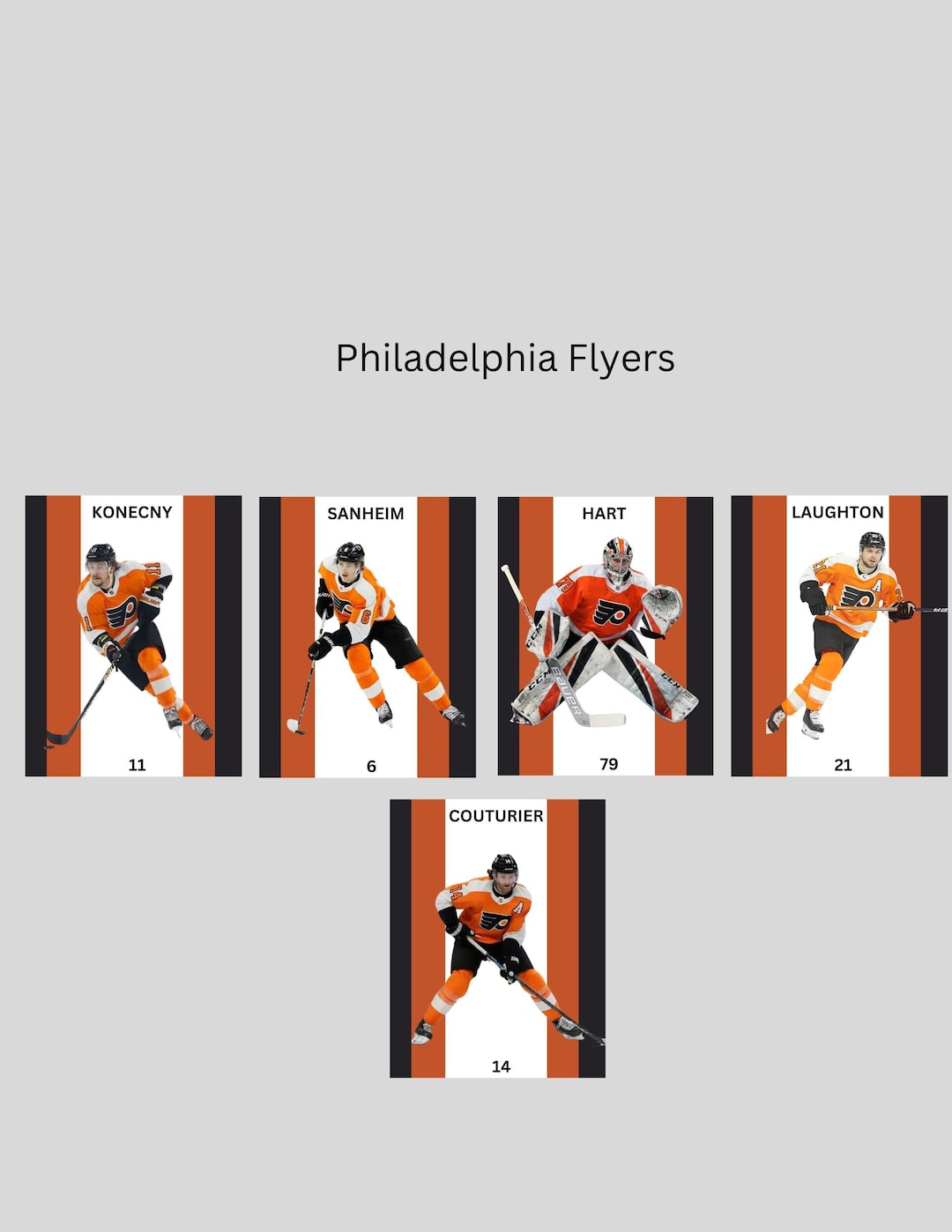 Carter Hart, Scott Laughton, Sean Couturier, Travis Konecny, Travis ...