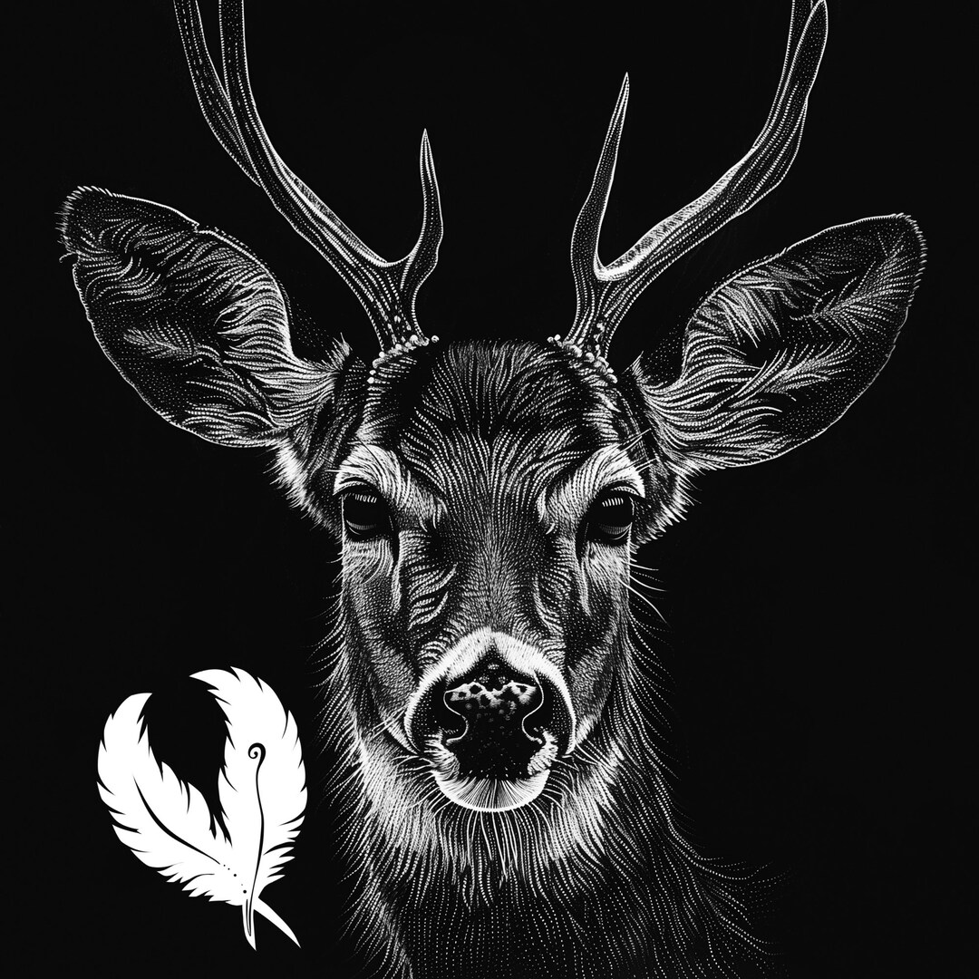 Deer Png File for Slate Laser Engraving, Glowforge File, Lightburn Png ...