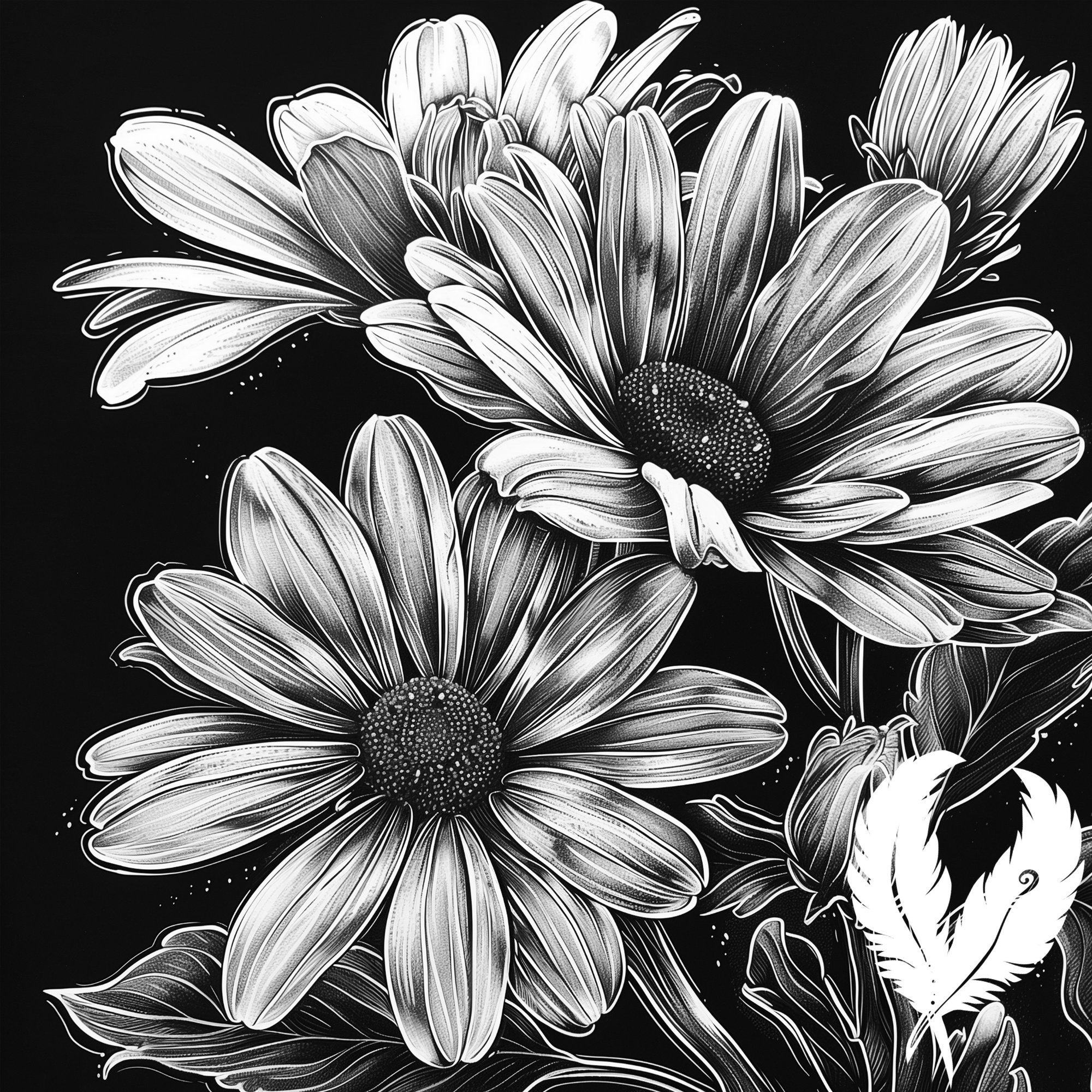 Daisy Flower Png File for Slate Laser Engraving, Glowforge File ...