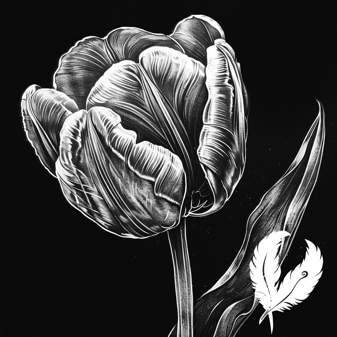 Tulip Flower Png File for Slate Laser Engraving, Glowforge File ...