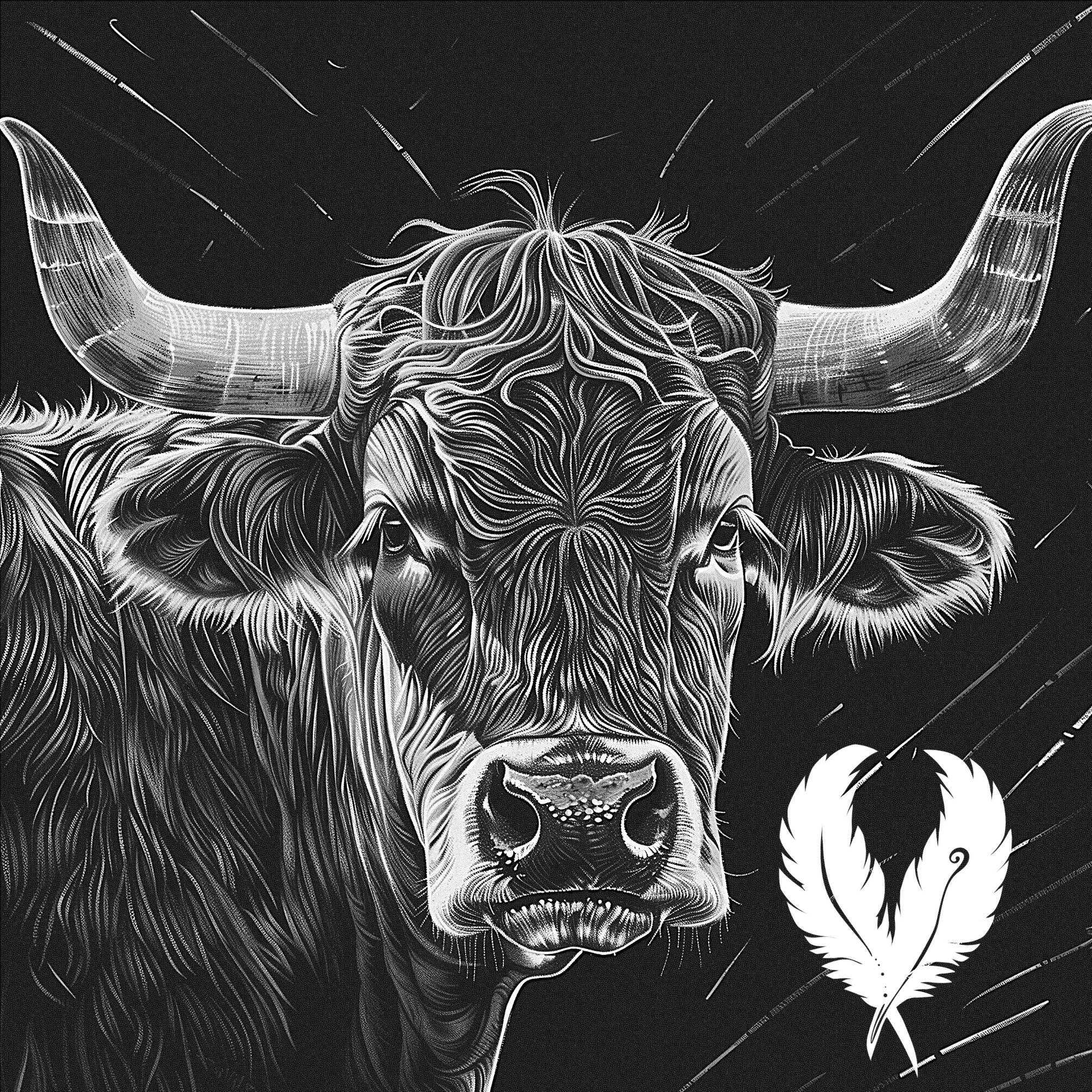 Bull Png File for Slate Laser Engraving, Glowforge File, Lightburn Png ...