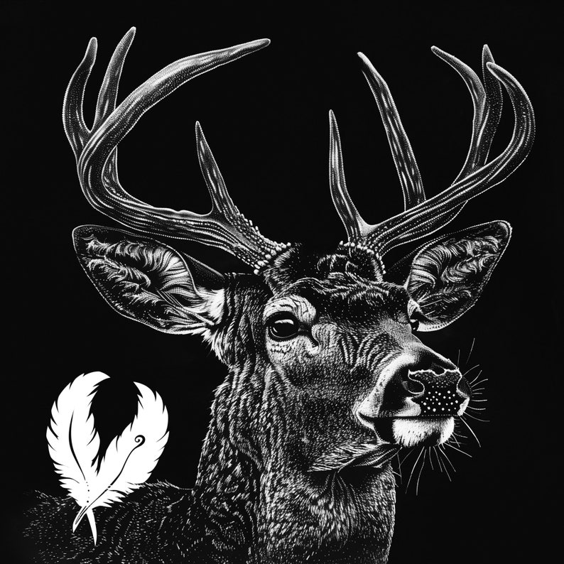 Deer Png File for Slate Laser Engraving, Glowforge File, Lightburn Png ...