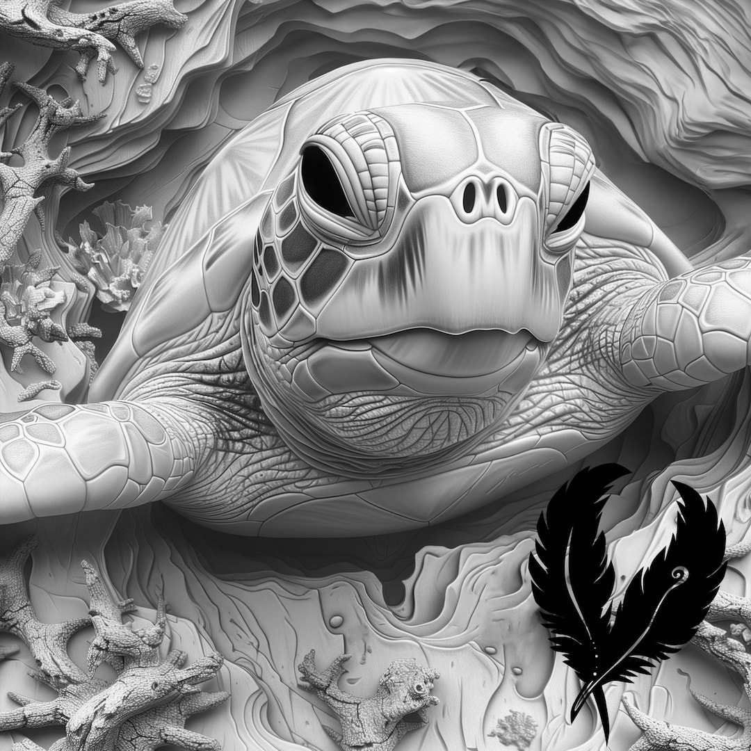 Sea Turtle Png File for Laser Engraving, Glowforge File, Lightburn Png ...