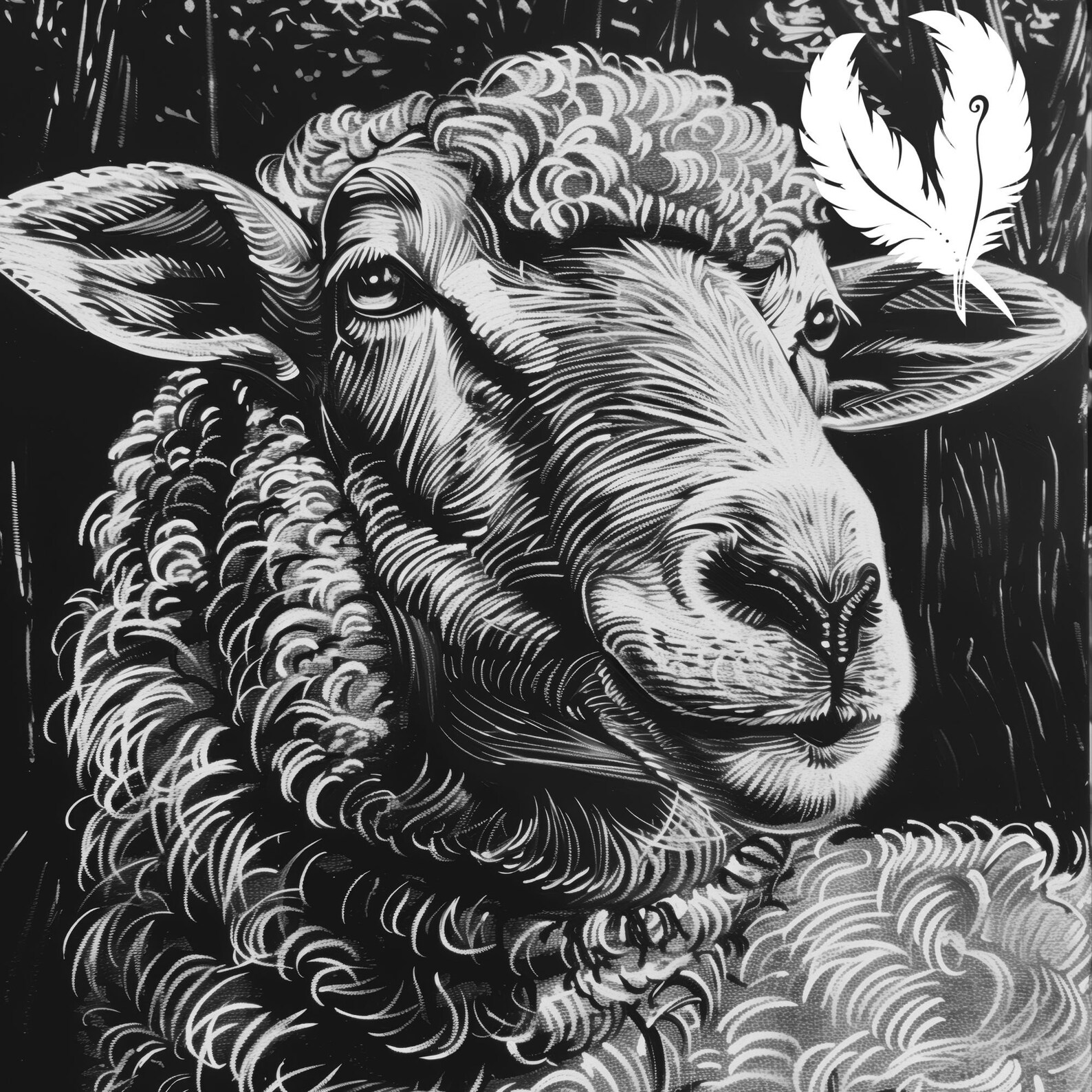 Sheep Png File for Slate Laser Engraving, Glowforge File, Lightburn Png ...
