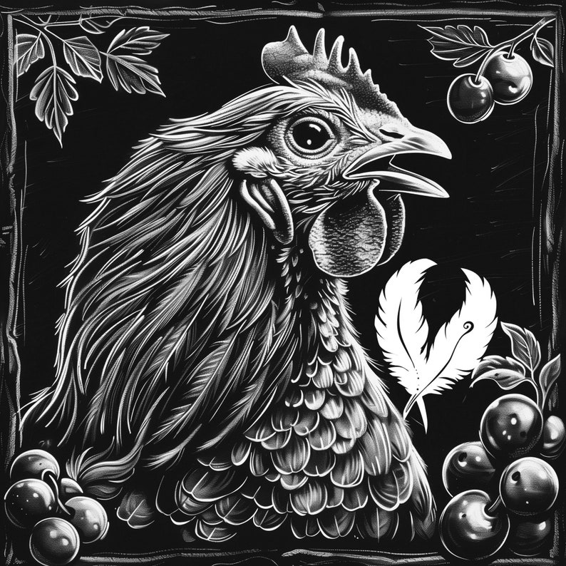 Chicken Png File for Slate Laser Engraving, Glowforge File, Lightburn ...