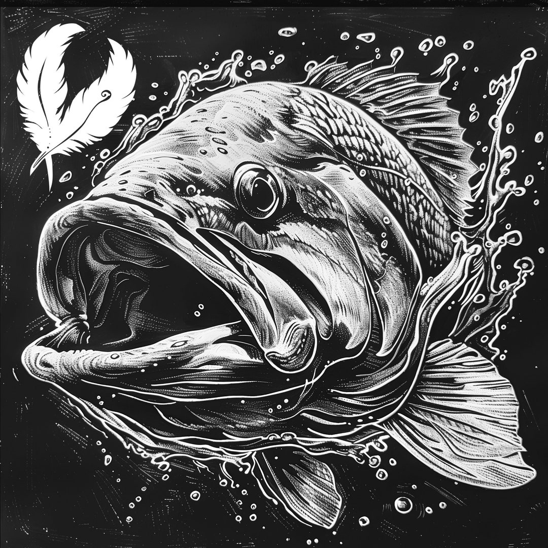 Largemouth Bass Png File for Slate Laser Engraving, Glowforge File ...