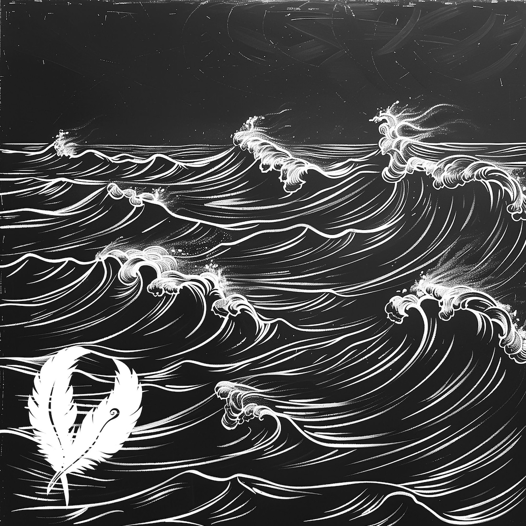 Ocean Waves Png File for Laser Engraving, Glowforge File, Lightburn Png ...