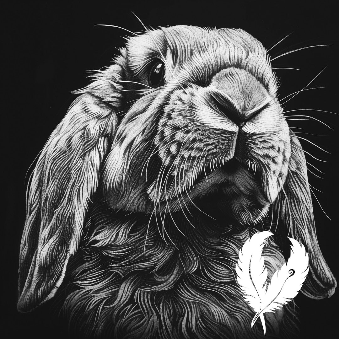 Floppy Eared Bunny Png File for Slate Laser Engraving, Glowforge File ...