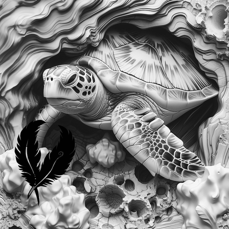 Sea Turtle Png File for Laser Engraving, Glowforge File, Lightburn Png ...