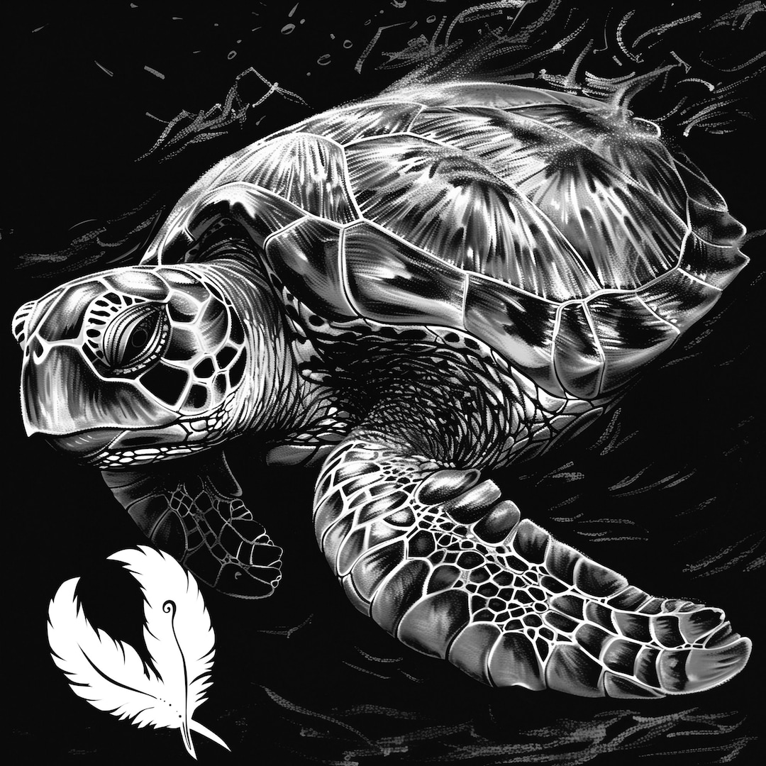Sea Turtle Png File for Laser Engraving, Glowforge File, Lightburn Png ...