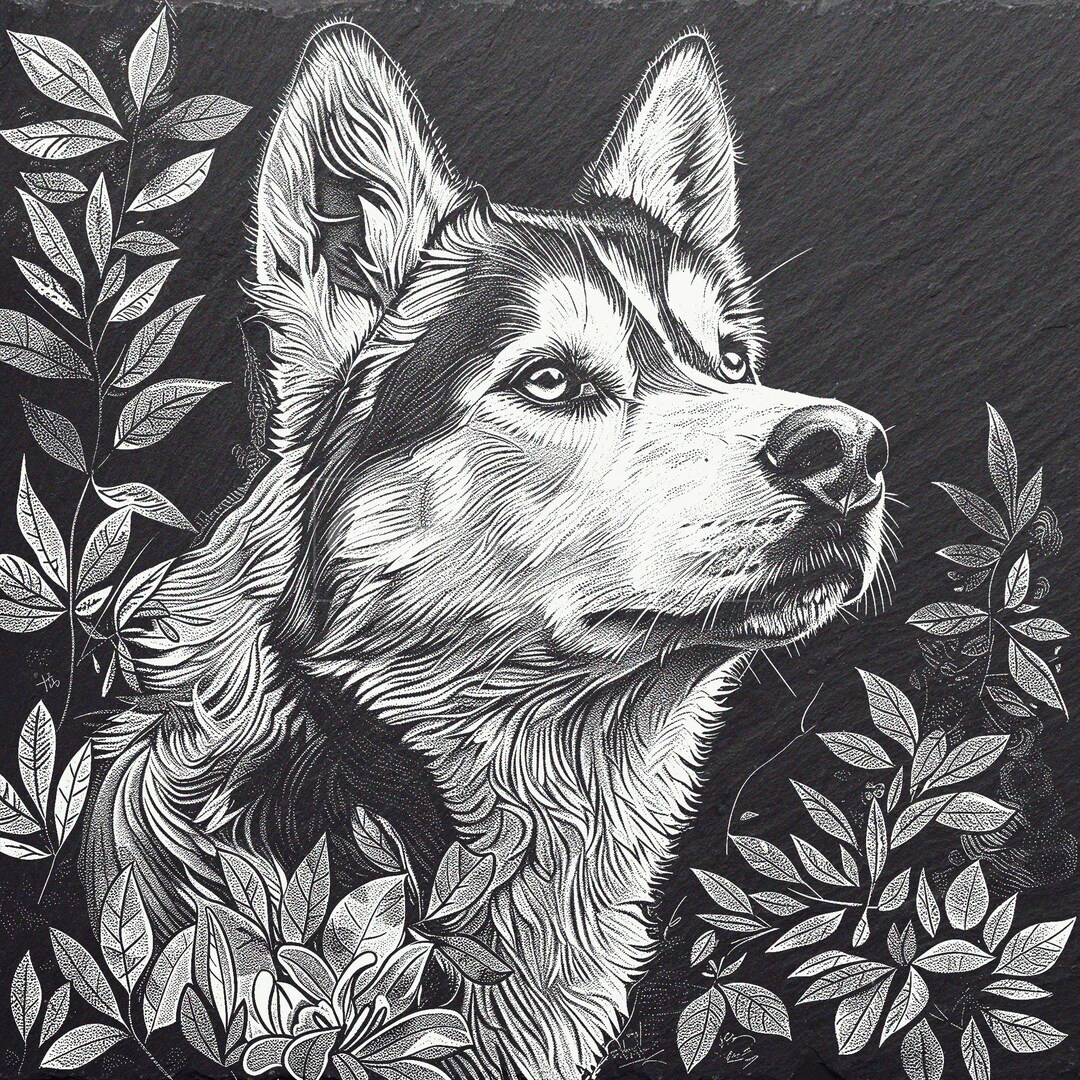 Alaskan Husky Png for Slate Laser Engraving, Glowforge Dog File ...