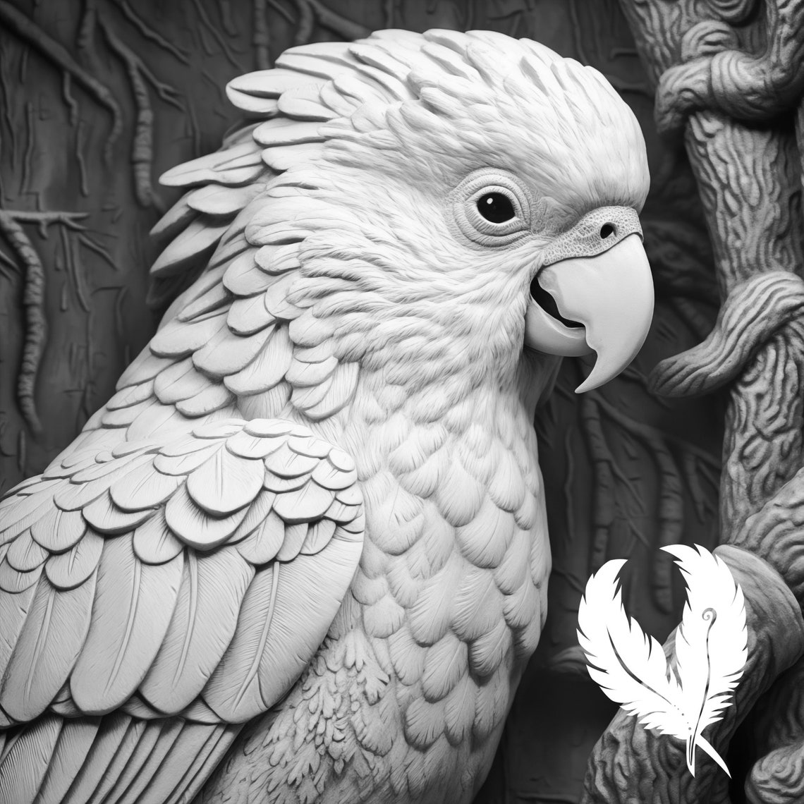 3d Parrot Png File for Slate Laser Engraving, Glowforge File, Lightburn ...