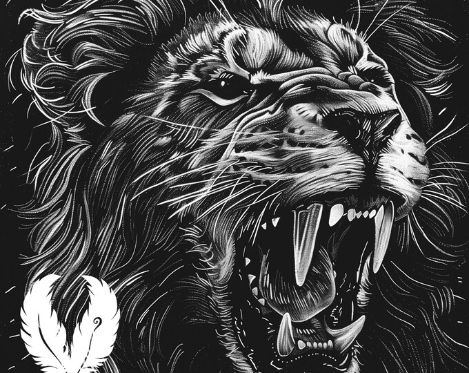 Angry Lion Png File for Slate Laser Engraving, Glowforge File ...
