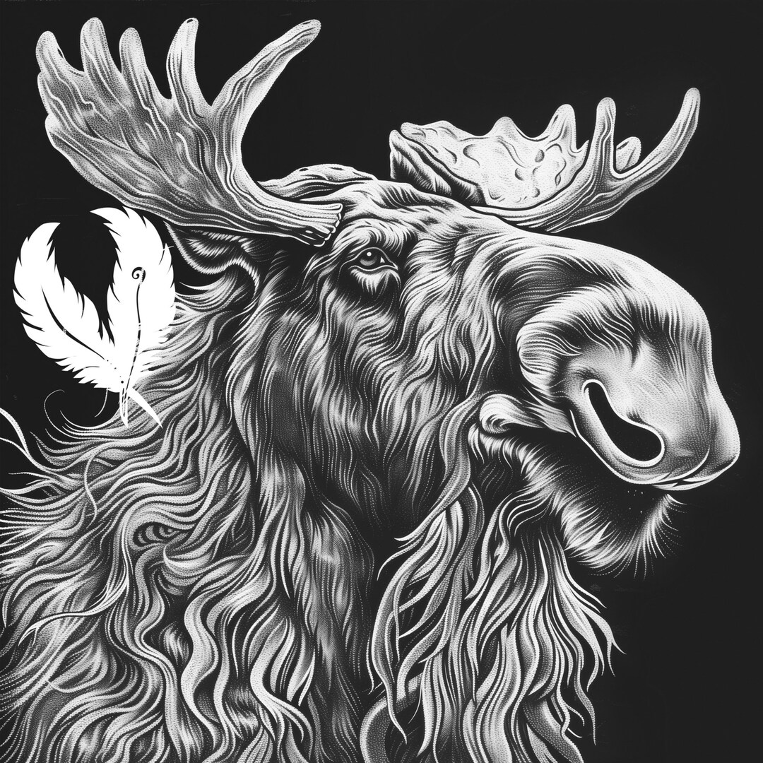 Moose Png File for Slate Laser Engraving, Glowforge File, Lightburn Png ...
