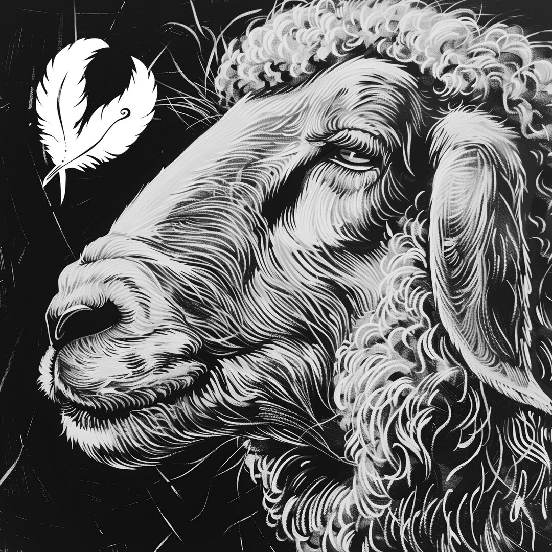 Sheep Png File for Slate Laser Engraving, Glowforge File, Lightburn Png ...