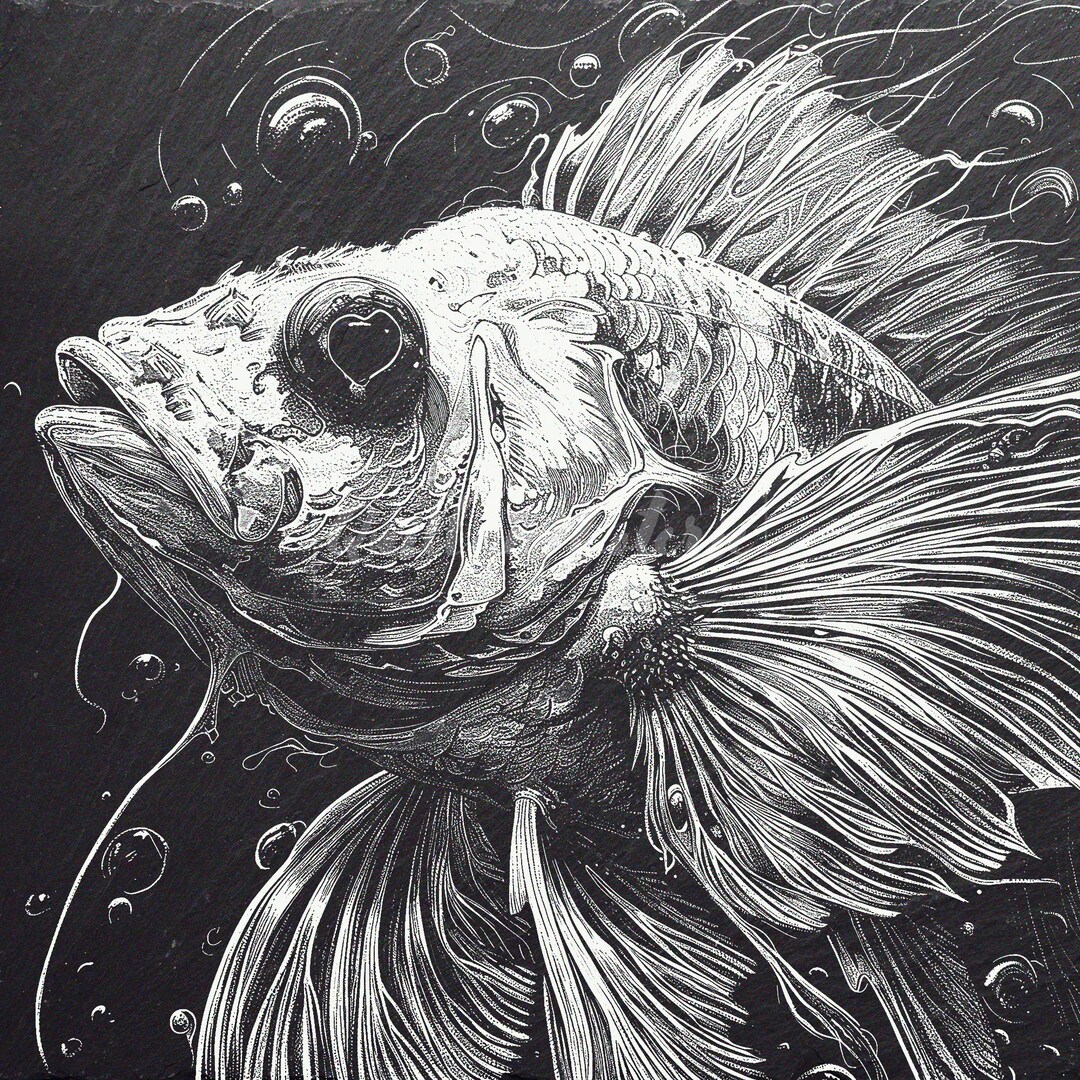 Tropical Fish Png File for Slate Laser Engraving, Glowforge File ...