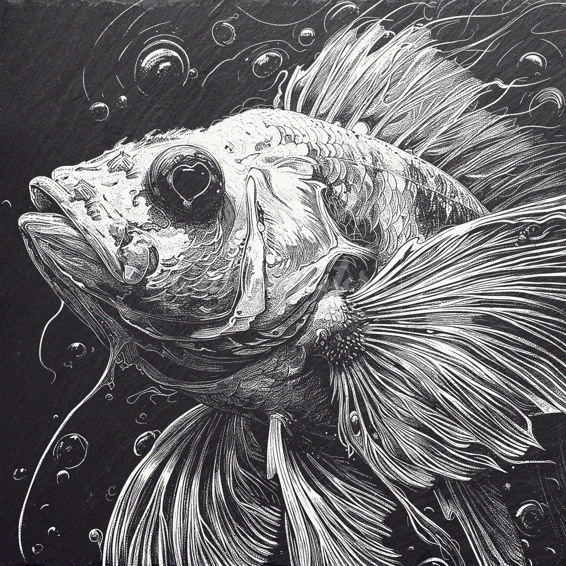 Tropical Fish Png File for Slate Laser Engraving, Glowforge File ...