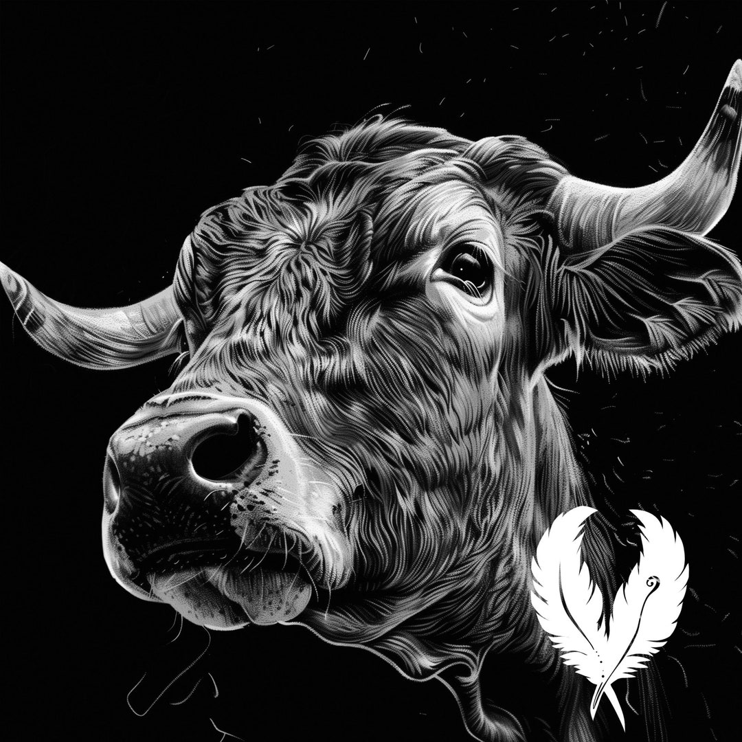 Bull Png File for Slate Laser Engraving, Glowforge File, Lightburn Png ...