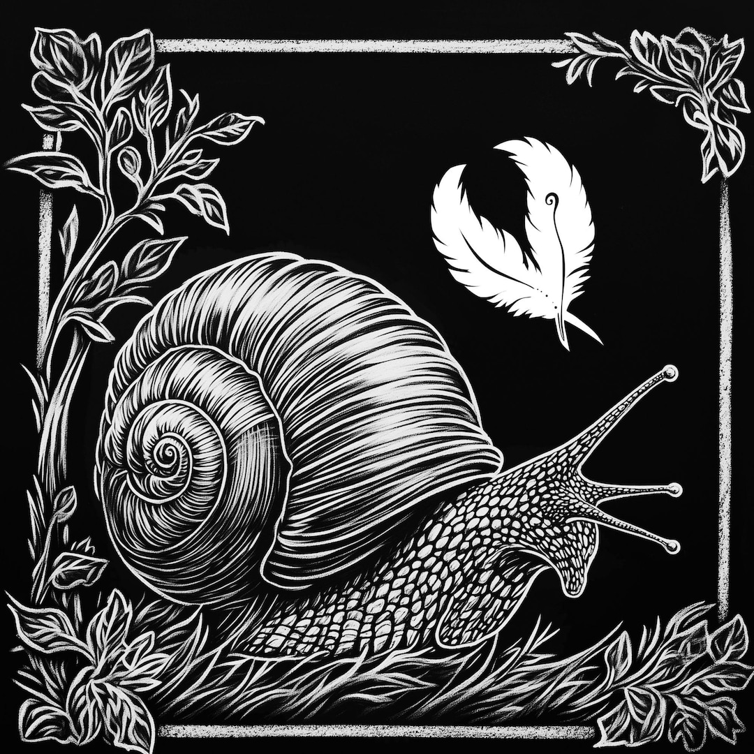 Snail Png File for Slate Laser Engraving, Gastropod Glowforge File ...