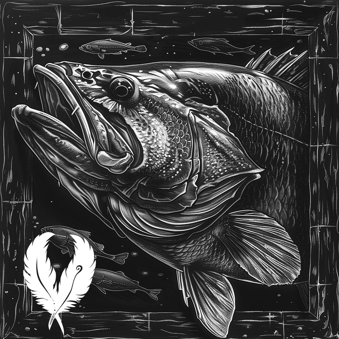 Largemouth Bass Png File for Slate Laser Engraving, Glowforge File ...