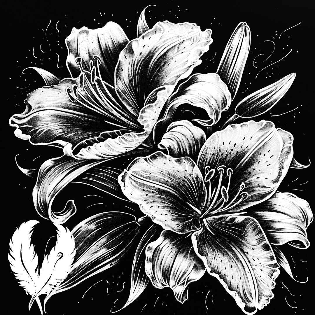 Lily Flower Png File for Slate Laser Engraving, Glowforge File ...