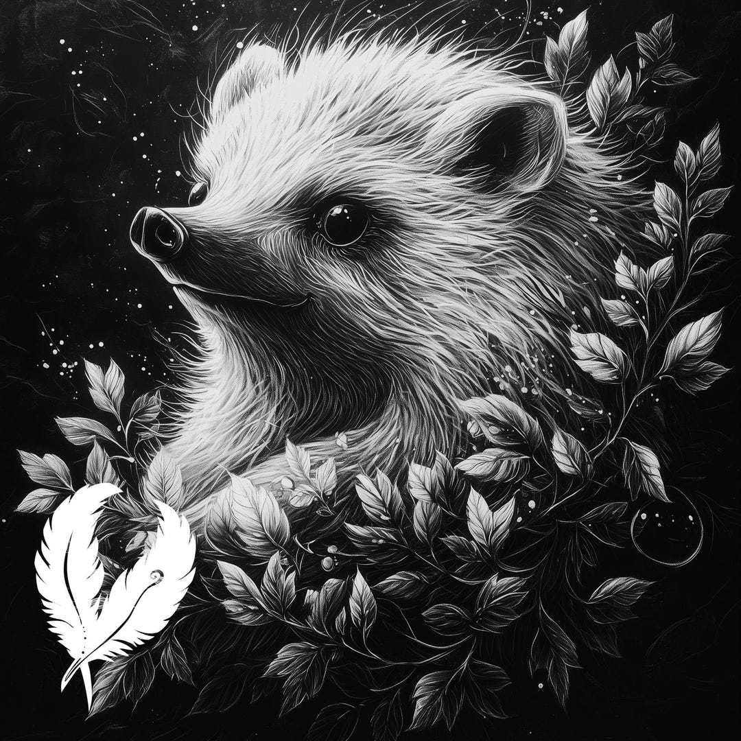 Hedgehog Png File for Slate Laser Engraving, Glowforge File, Lightburn ...