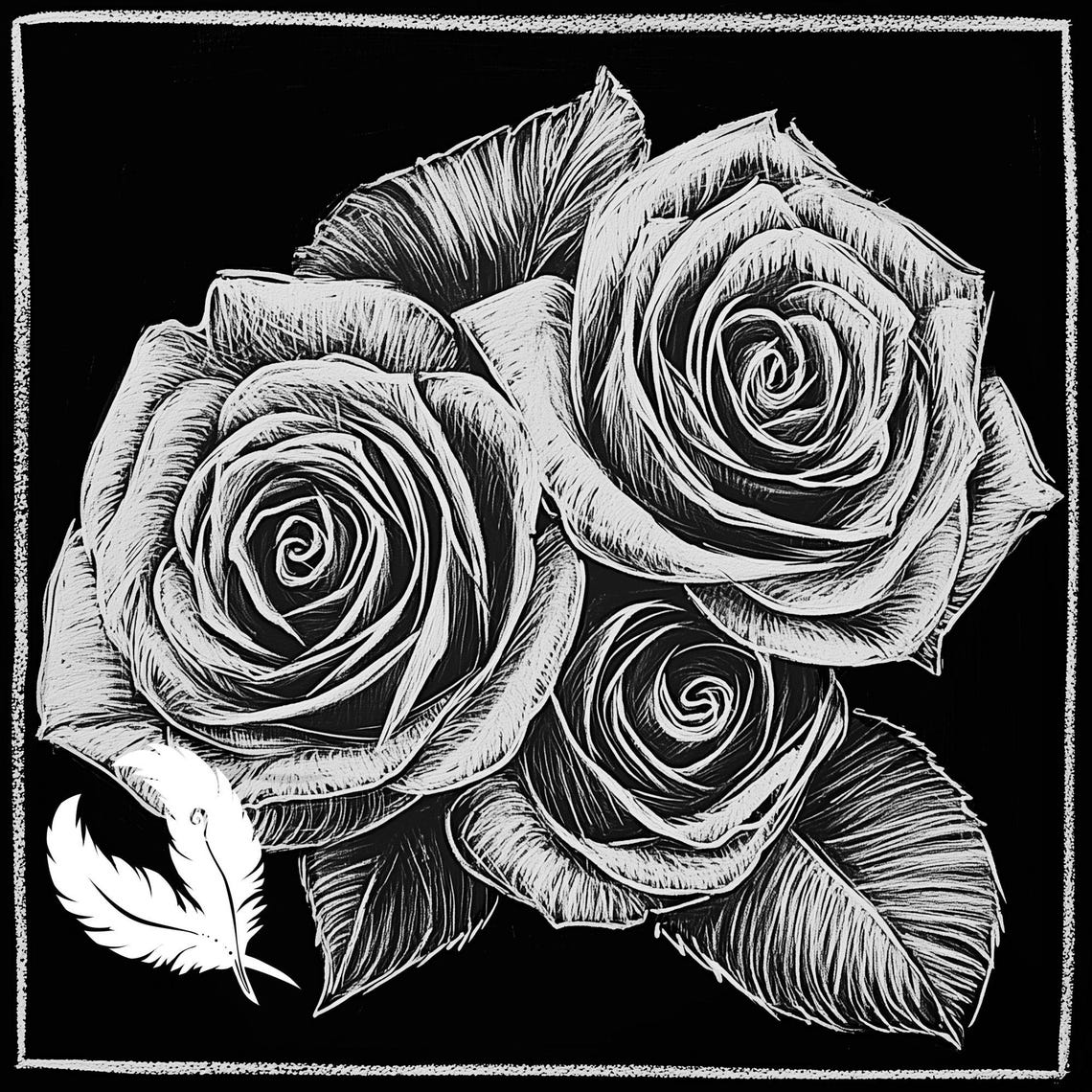 Rose Png File for Slate Laser Engraving, Glowforge File, Lightburn Png ...