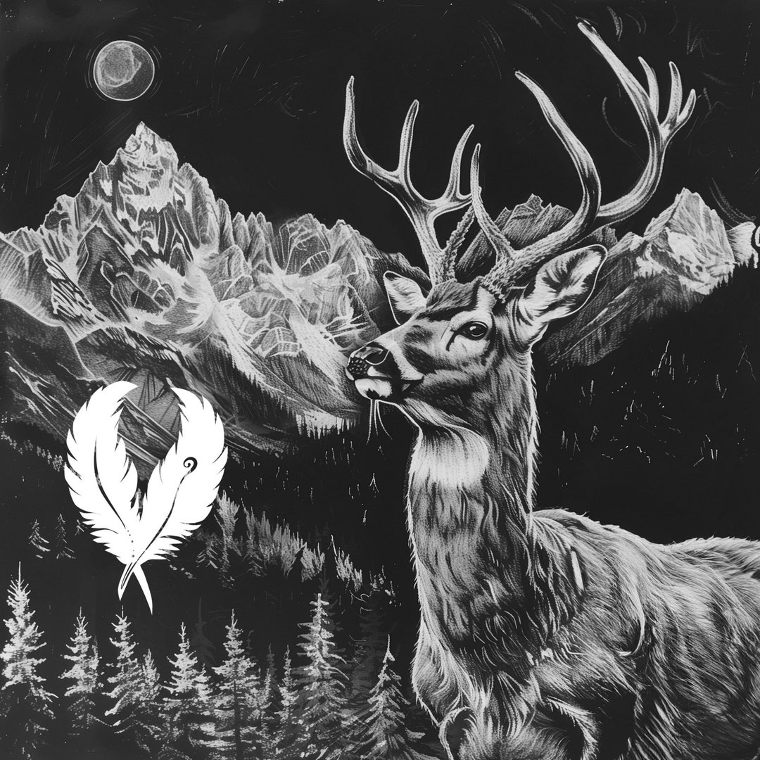 Deer Png File for Slate Laser Engraving, Glowforge File, Lightburn Png ...
