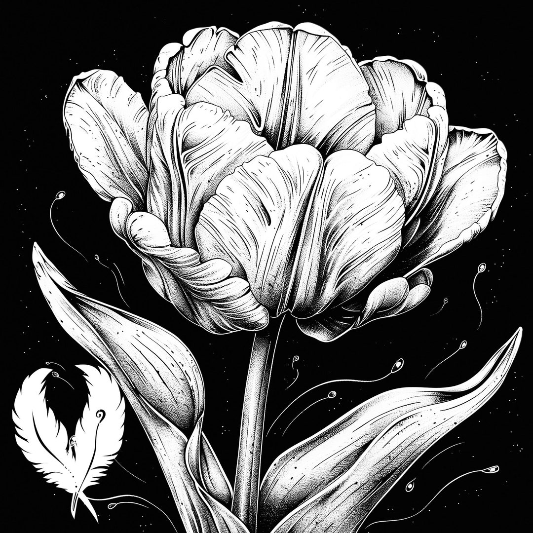 Tulip Flower Png File for Slate Laser Engraving, Glowforge File ...