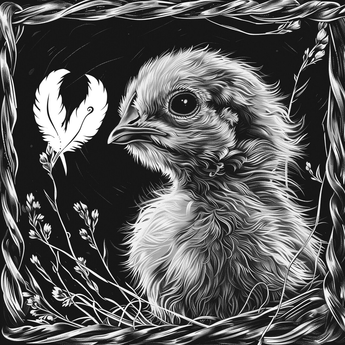Baby Chicken Png File for Slate Laser Engraving, Easter Glowforge File ...