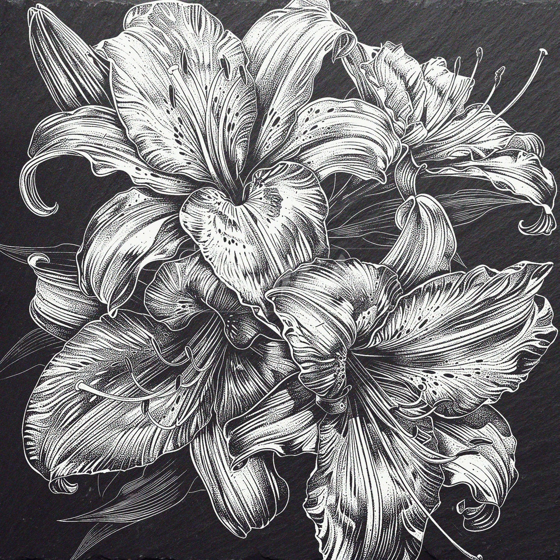 Lily Flower Png File for Slate Laser Engraving, Glowforge File ...