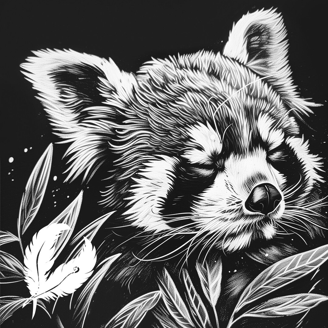 Sleepy Red Panda Png for Slate Laser Engraving, Glowforge File ...