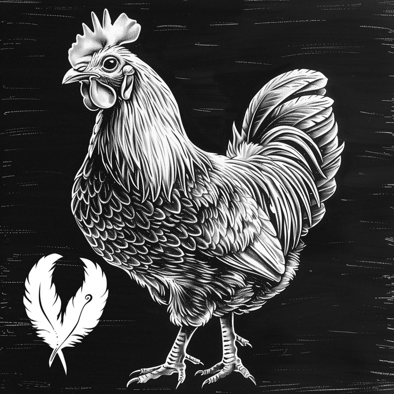 Chicken Png File for Slate Laser Engraving, Glowforge File, Lightburn ...