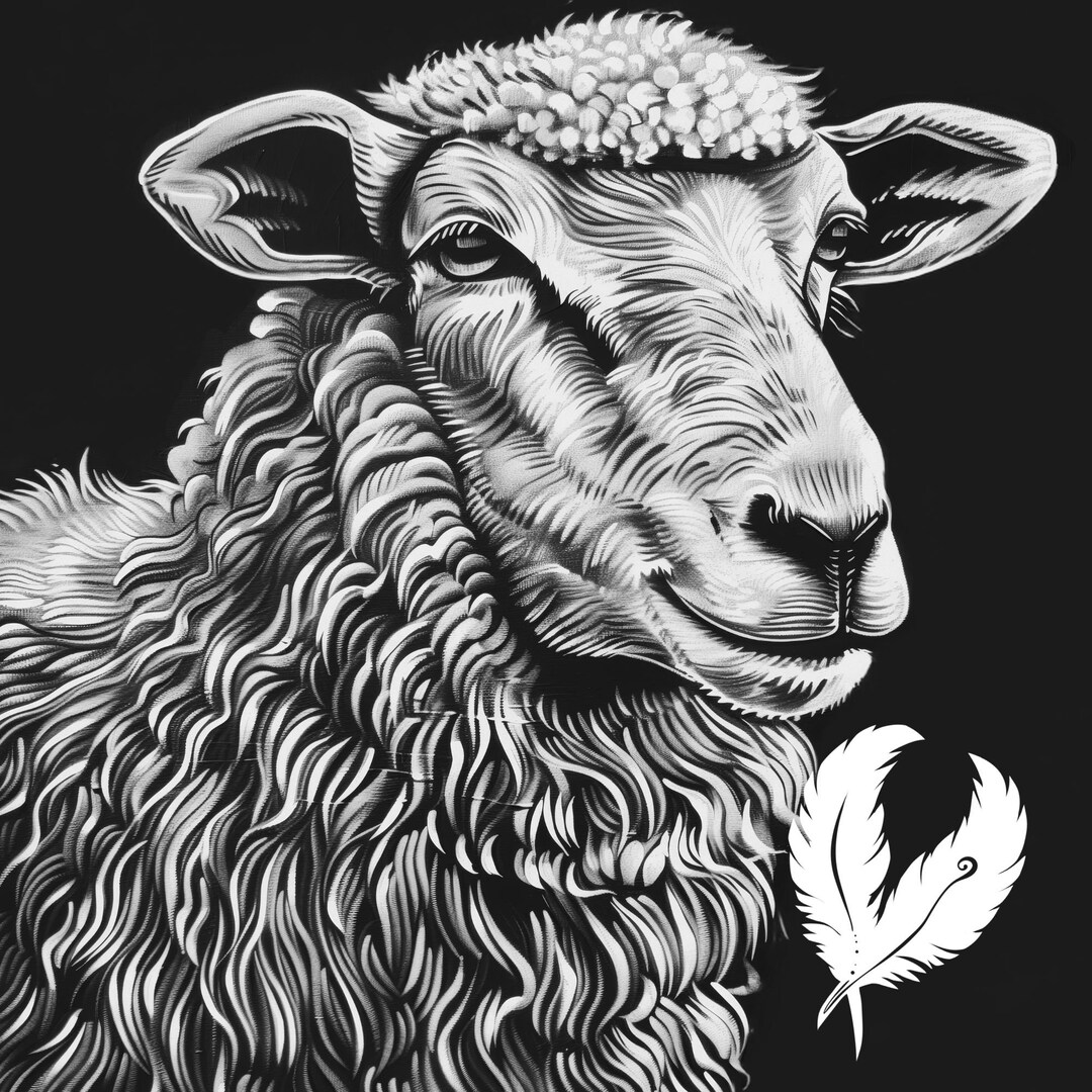 Sheep Png File for Slate Laser Engraving, Glowforge File, Lightburn Png ...