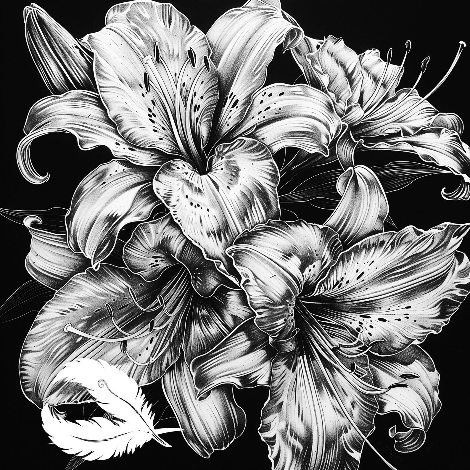 Lily Flower Png File for Slate Laser Engraving, Glowforge File ...