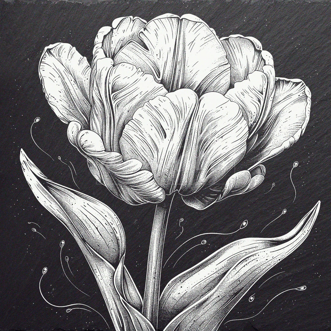 Tulip Flower Png File for Slate Laser Engraving, Glowforge File ...