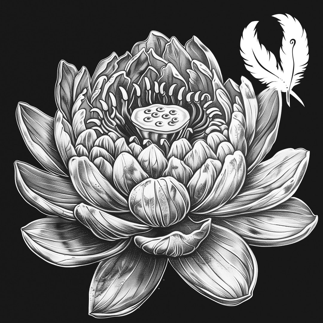 Lotus Flower Png File for Slate Laser Engraving, Glowforge File ...
