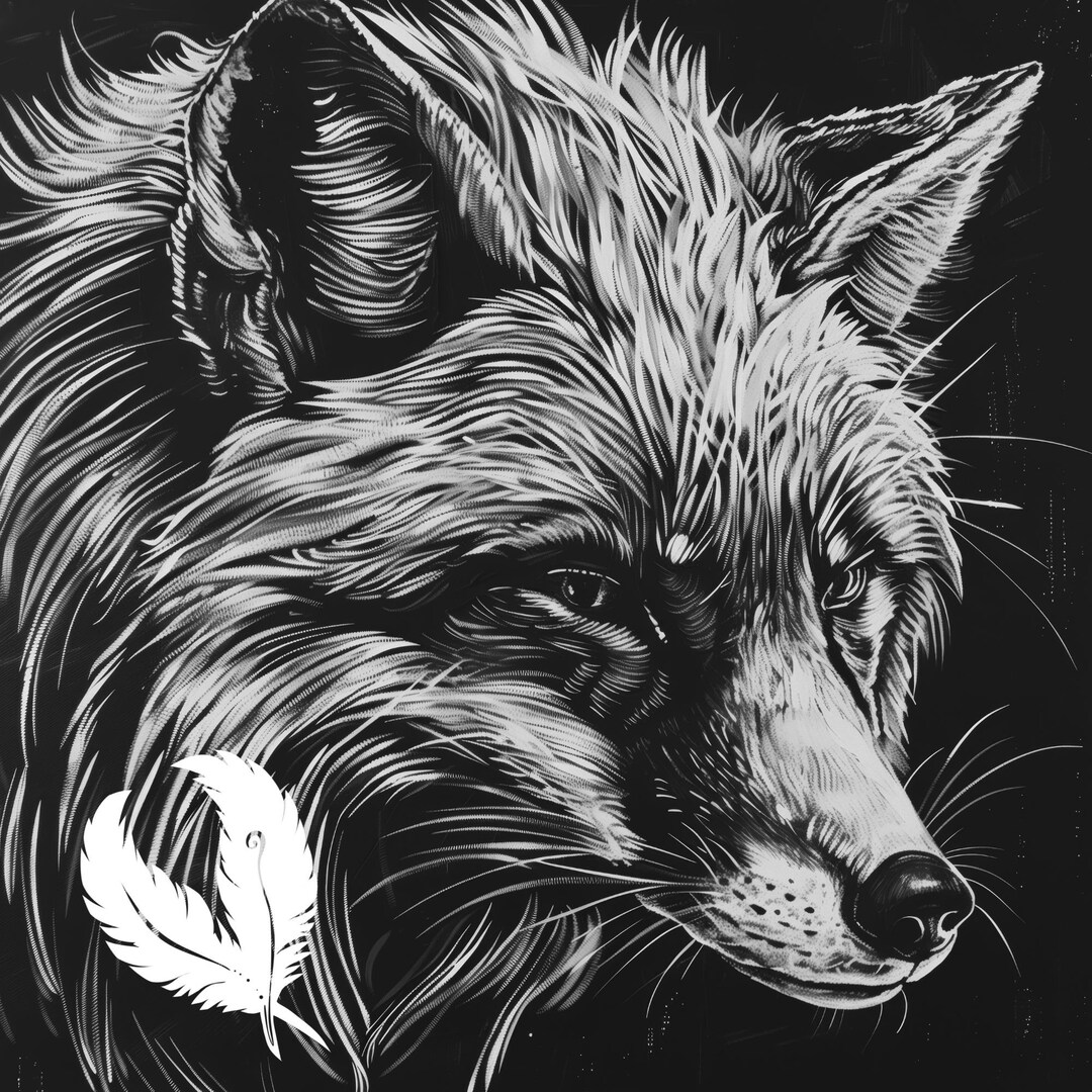 Fox Png File for Slate Laser Engraving, Glowforge File, Lightburn Png ...