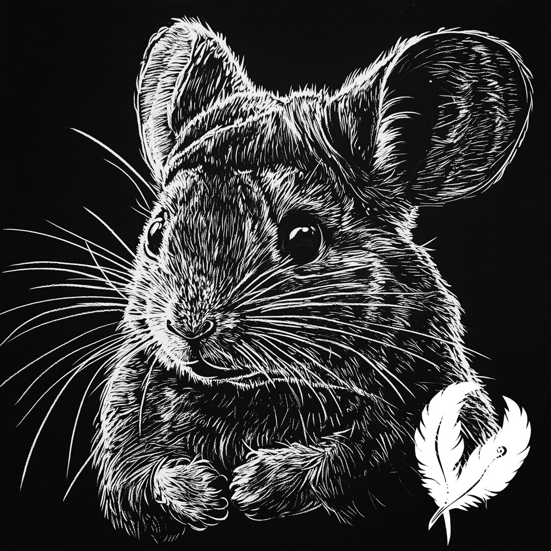 Mouse Png File for Slate Laser Engraving, Glowforge File, Lightburn Png ...
