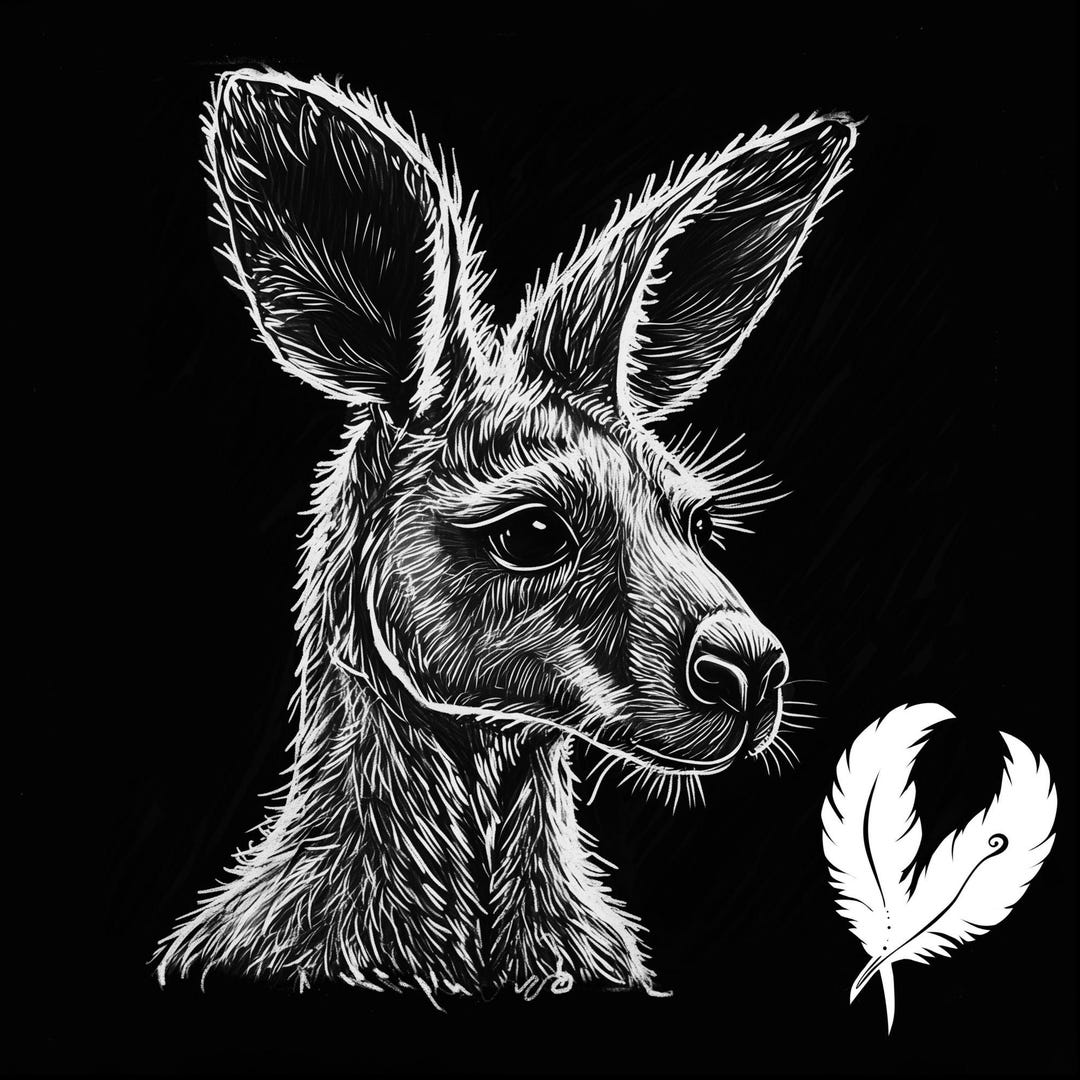Kangaroo Png for Slate Laser Engraving, Glowforge File, Lightburn Png ...
