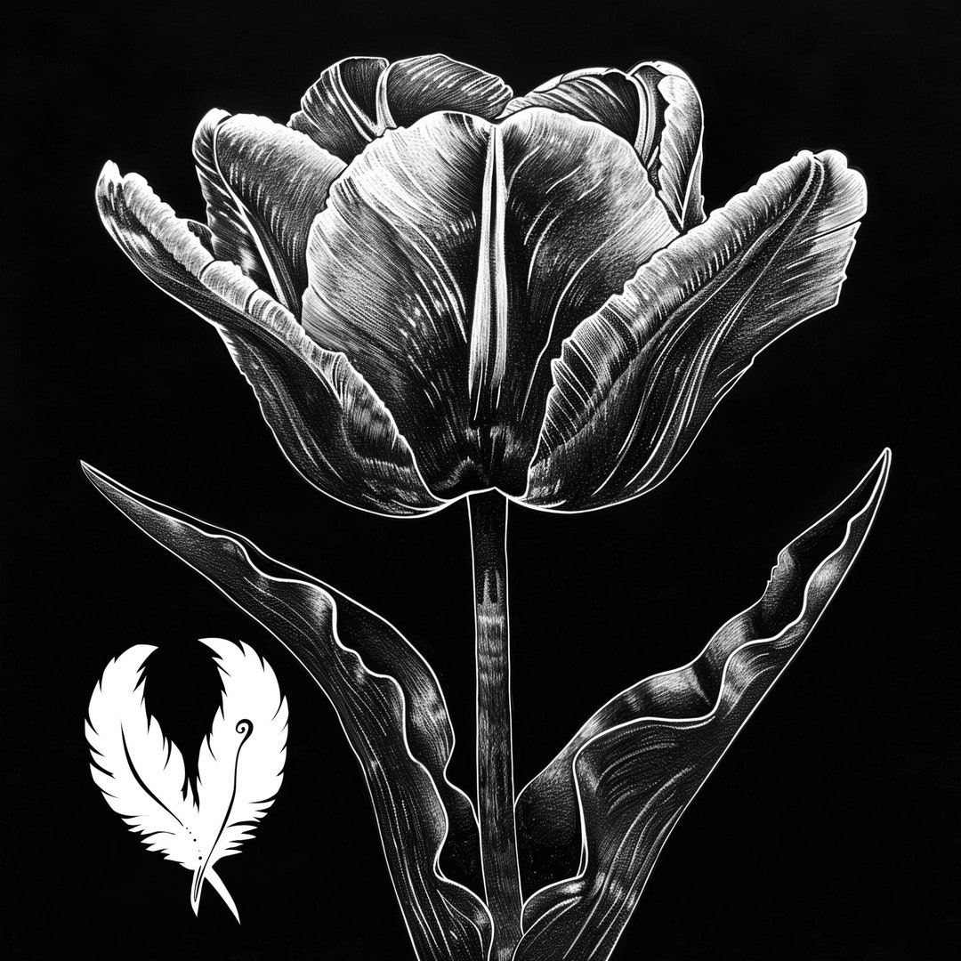 Tulip Flower Png File for Slate Laser Engraving, Glowforge File ...