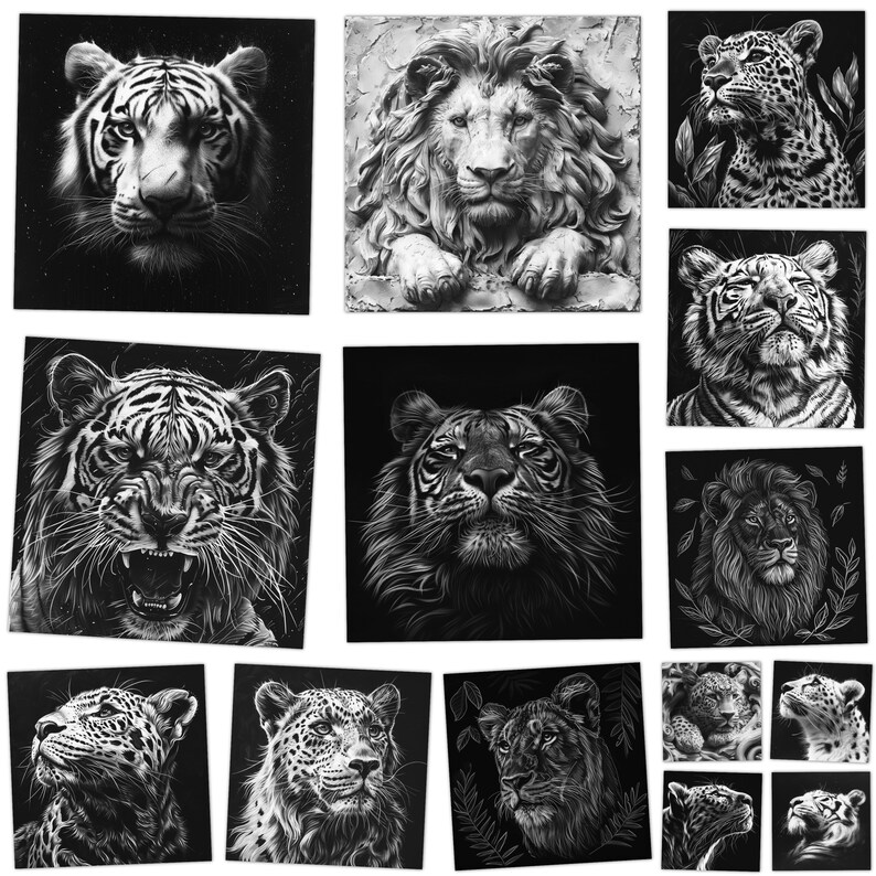Big Cat Png Laser Bundle, Tiger Files for Slate Laser Engraving ...