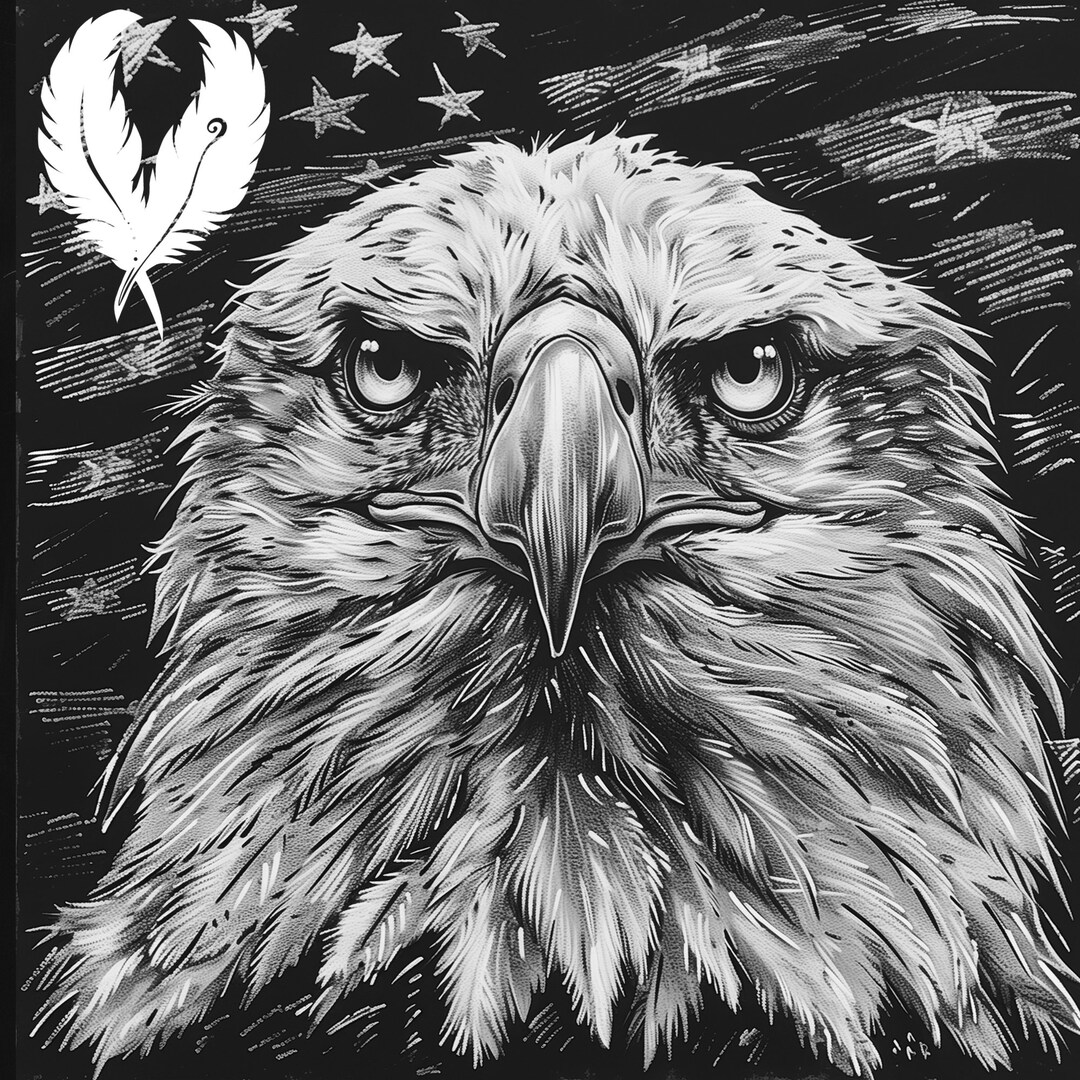 Bald Eagle Png File for Slate Laser Engraving, Glowforge Flag File ...