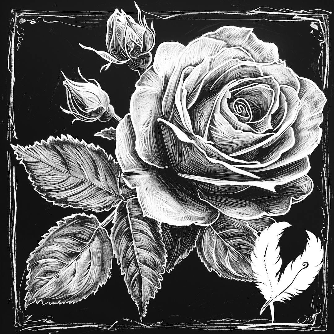 Rose Png File for Slate Laser Engraving, Glowforge File, Lightburn Png ...
